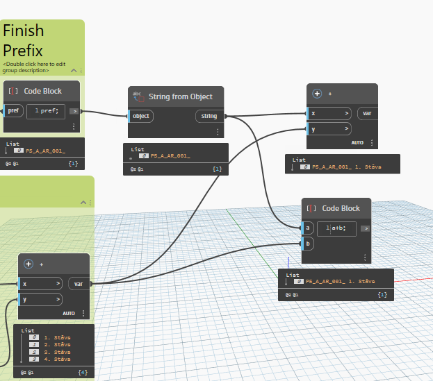 Cant add prefix to each string in the list. It gives me only one - Revit - Dynamo