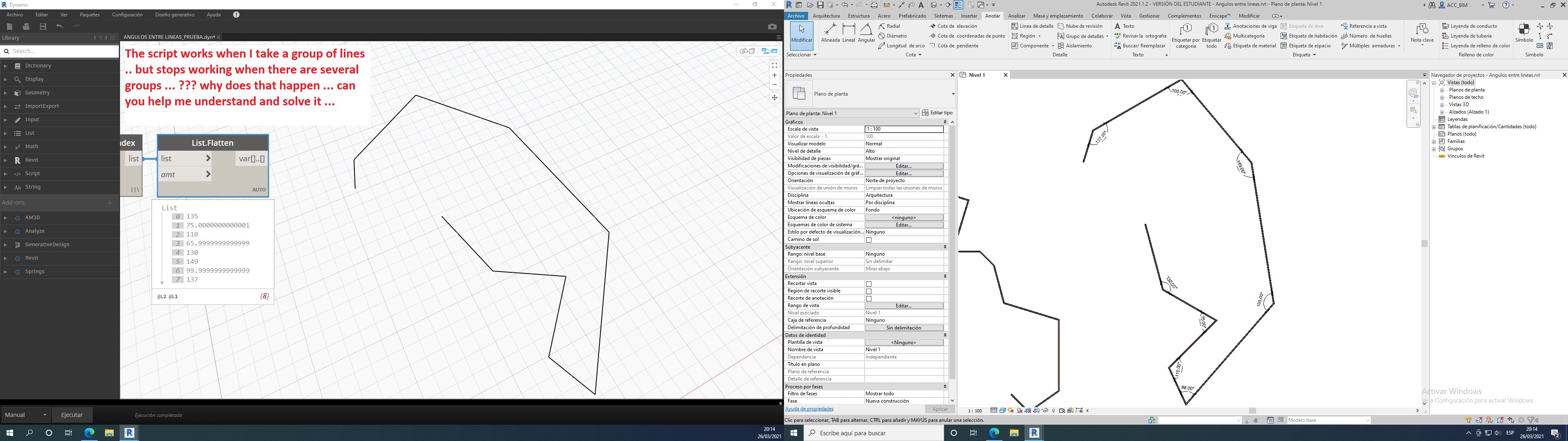 Angle between lines by group of polycurve - Revit - Dynamo
