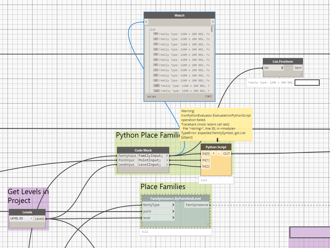 Placing Lights from Excel using Python having issues with multiple family types - Revit - Dynamo