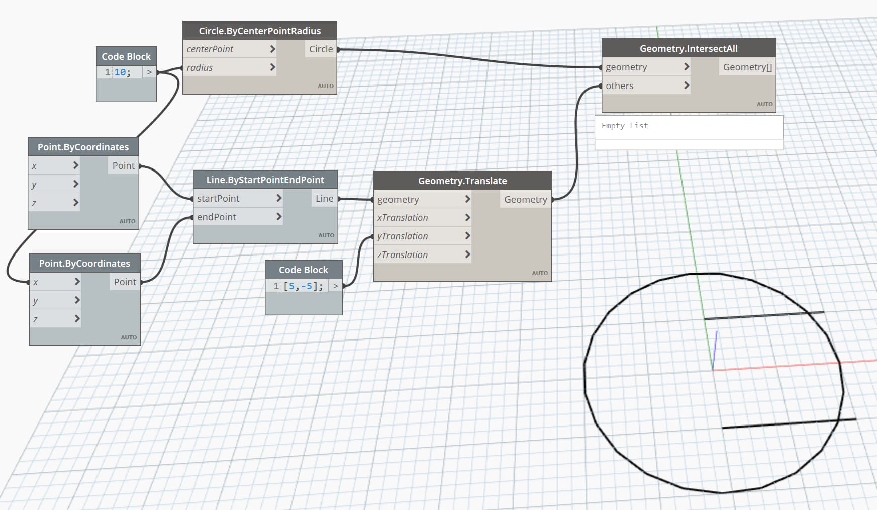 How to get intersection between curves? - Geometry - Dynamo