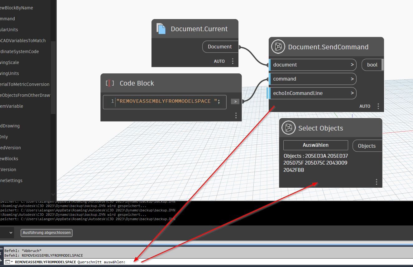 Select objects with SendCommand... Possible? - Civil 3D - Dynamo