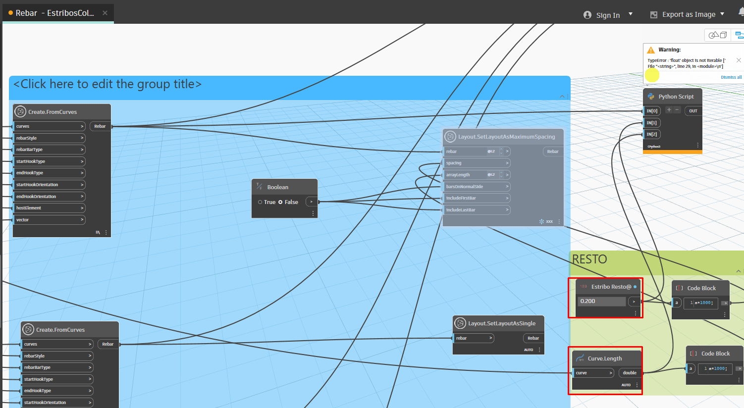 Rebar.SetLayoutAsMaximumSpacing error - Revit - Dynamo