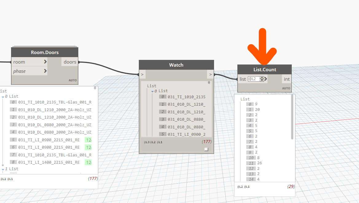 List operations, count and split list into lists - Revit - Dynamo