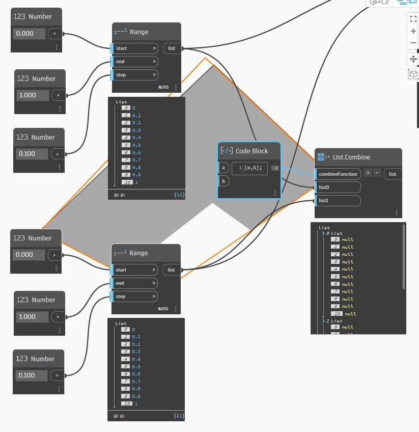 List.combine node outputting null lists - DesignScript - Dynamo