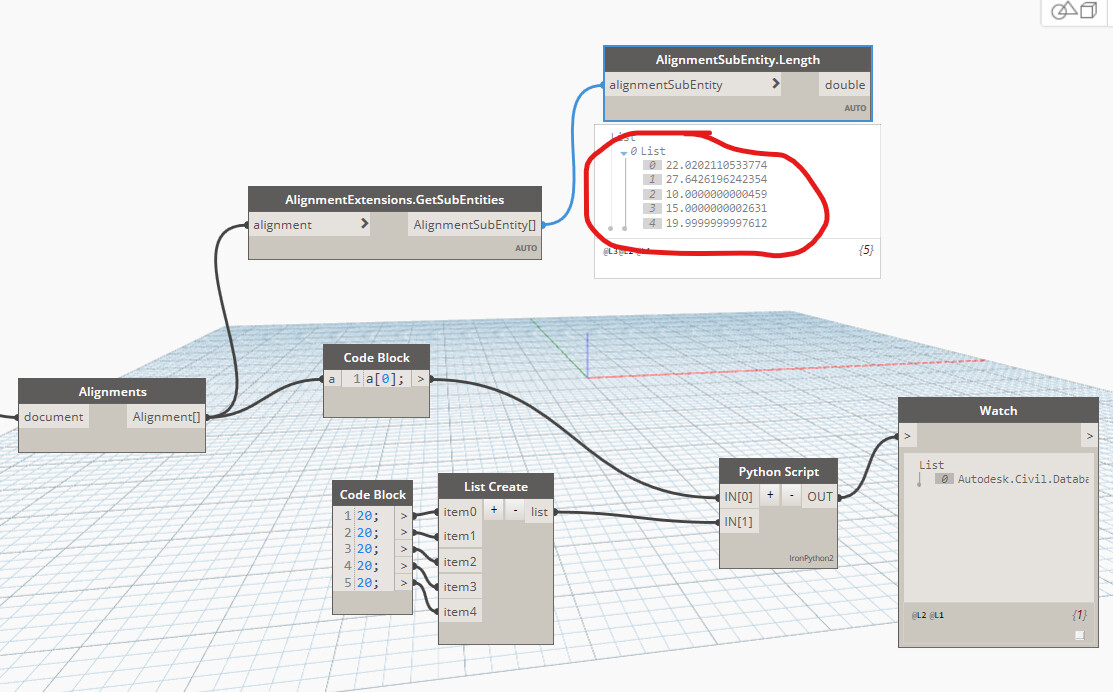 Set length of Alignment SubEntities - Civil 3D - Dynamo