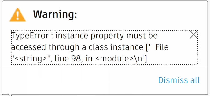 Error in python script running Edge modules - Instance property must be accessed through a class ...