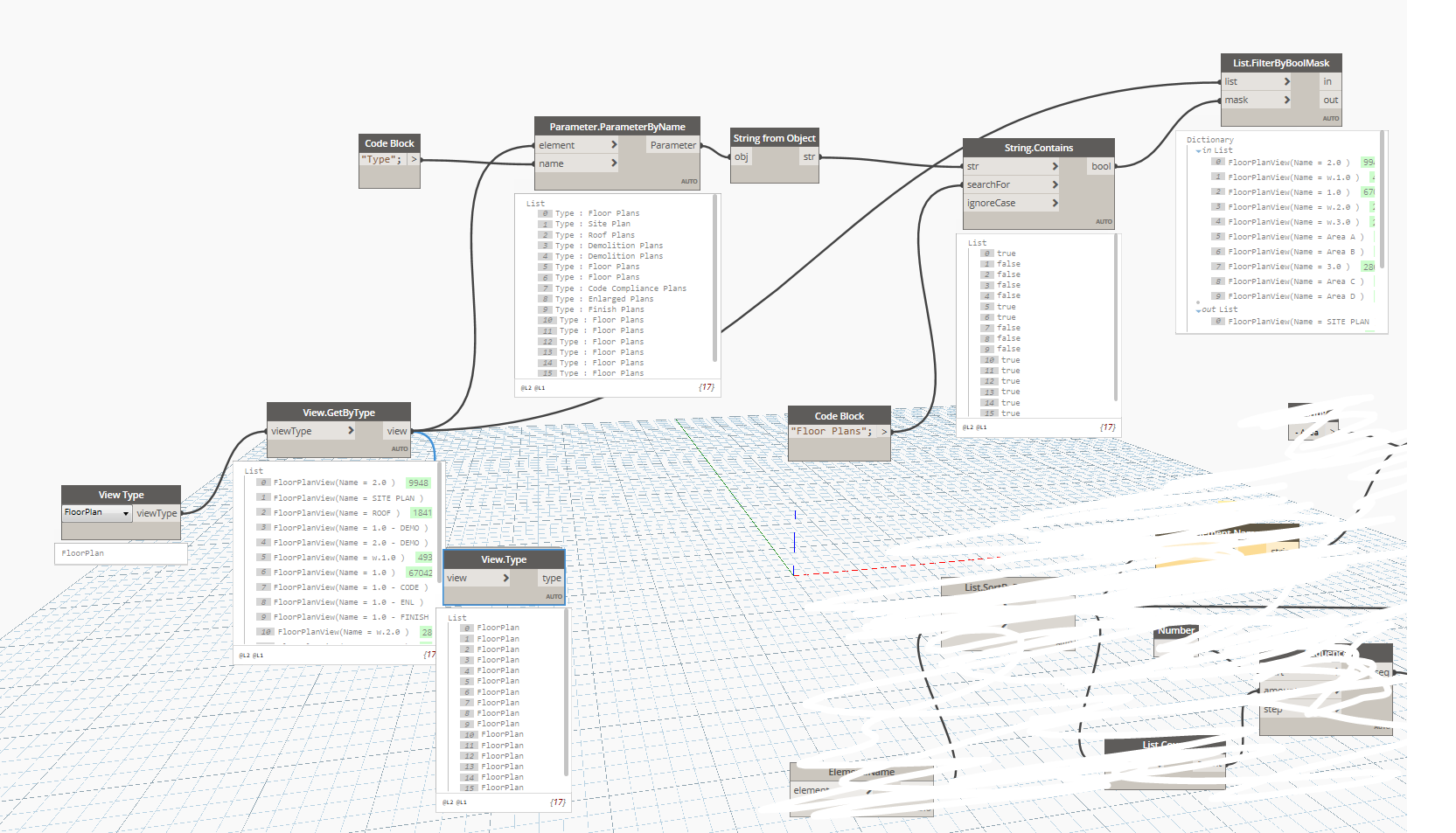 View Type Name Filter Code Block - Dynamo