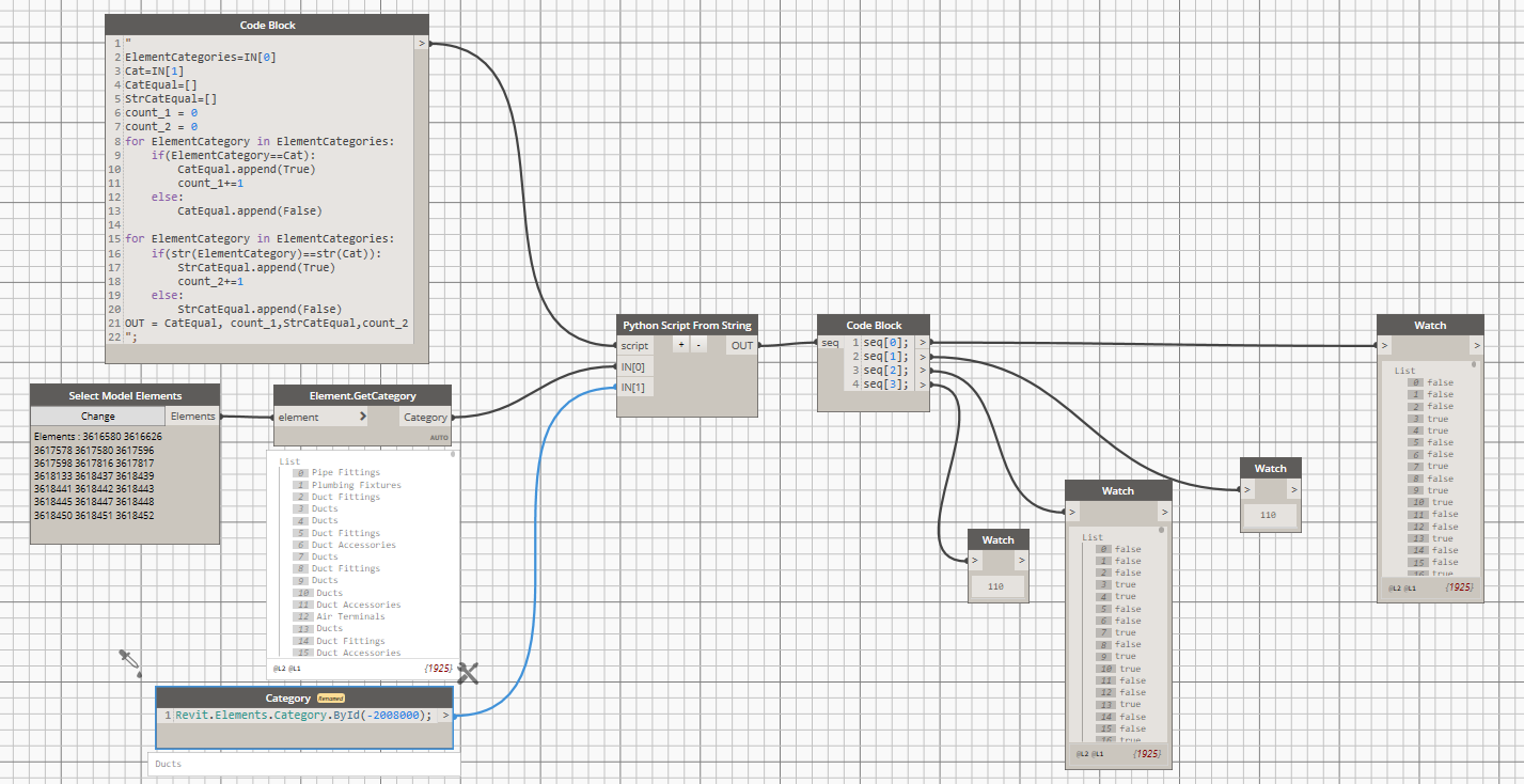 Design Script - Categories equal - DesignScript - Dynamo