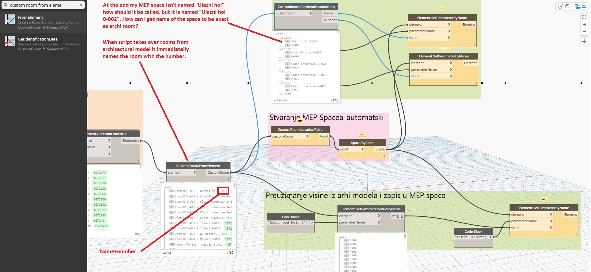 Creating MEP spaces_questions and problems - Dynamo