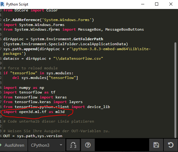Problem to load open3d.ml inside dynamo - Machine Learning - Dynamo