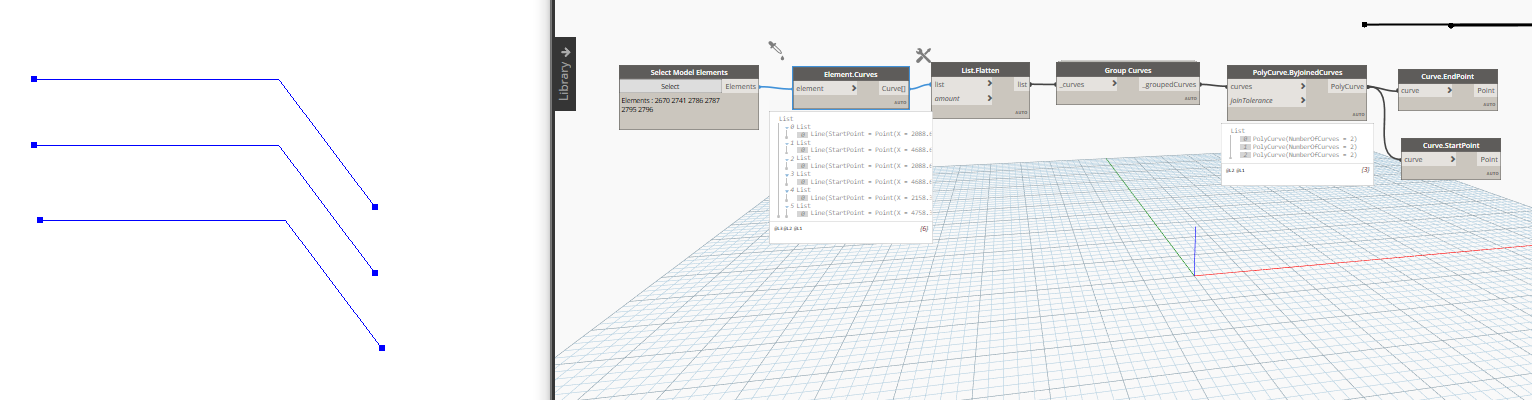 Combine lines to find the endpoint - Revit - Dynamo