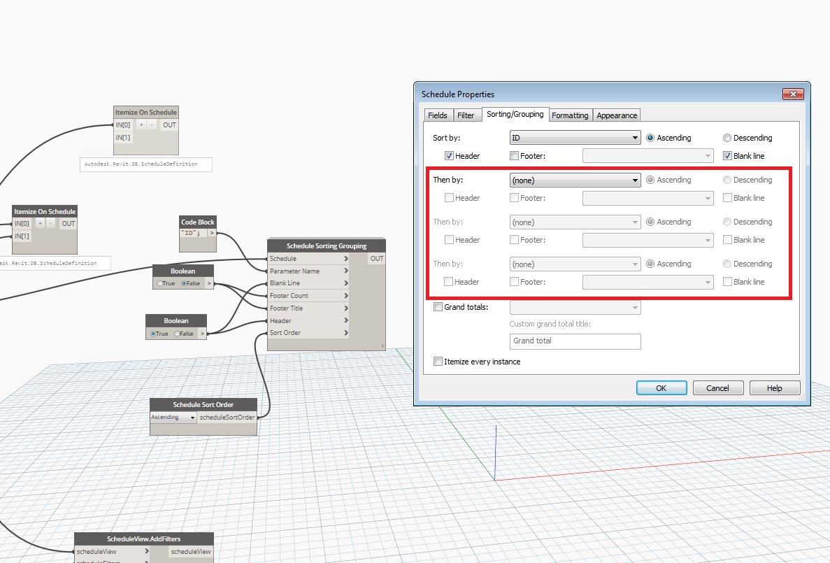 Schedule Sorting/Grouping Add fields - Dynamo Schedule Sorting/Grouping Add fields - Dynamo
