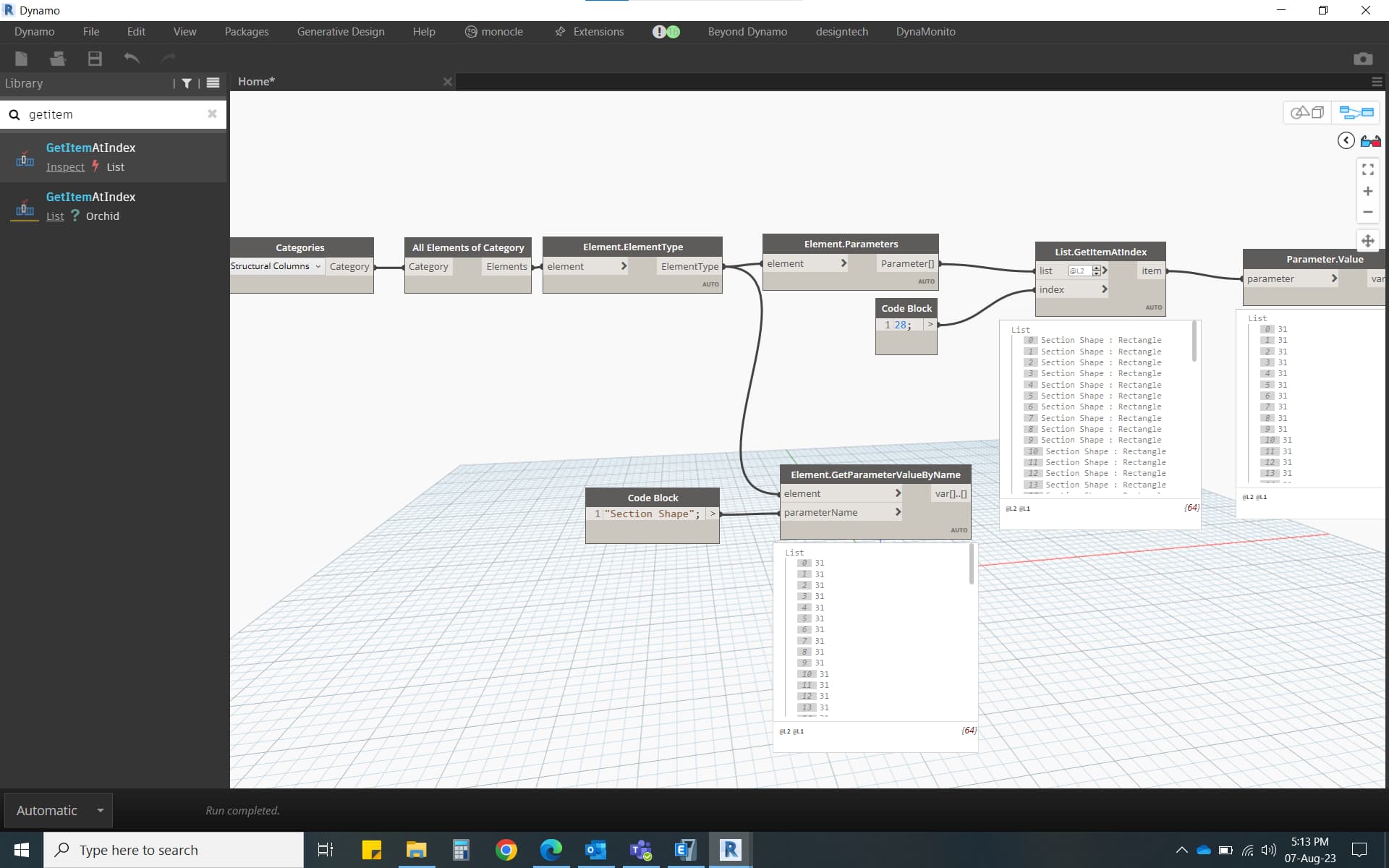 Get Section Shape of Column/Element - Revit - Dynamo