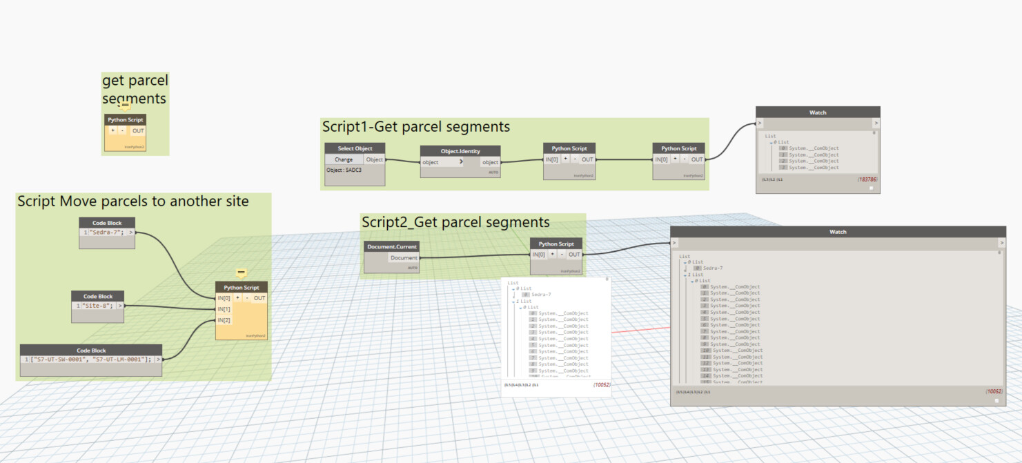 How to get parcel segments list and move parcel from site to another? - Civil 3D - Dynamo