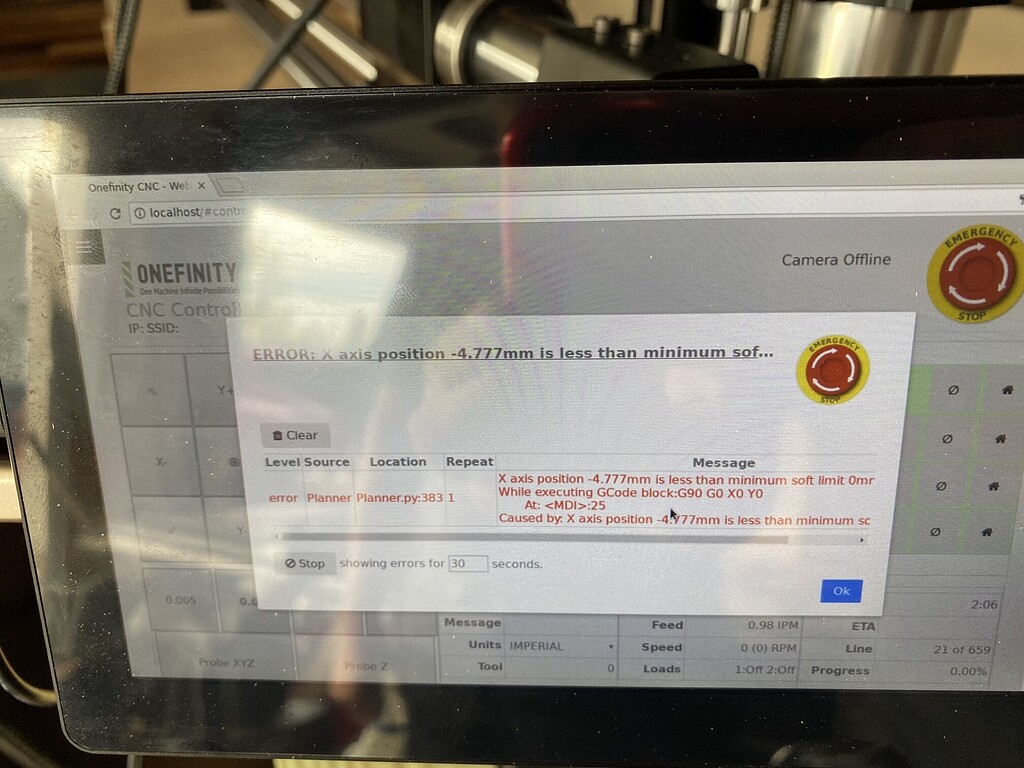 Please Help! X Axis Position is less than minimum error - Machines (Original/PRO) - Onefinity ...