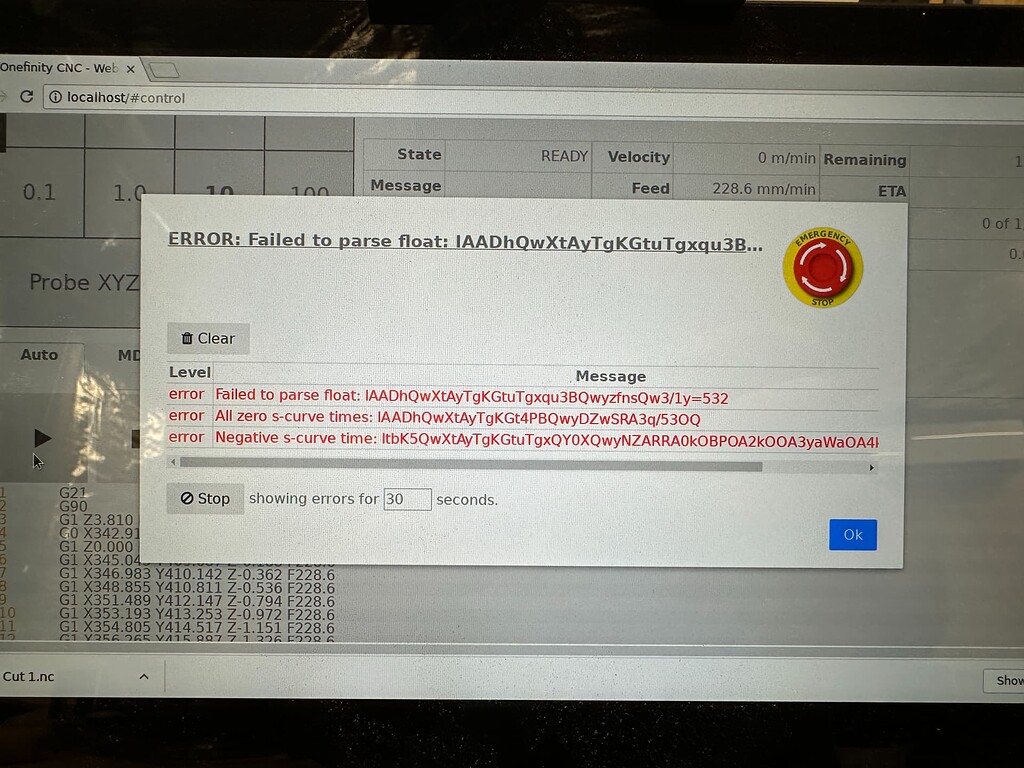 Failed to Parse Loat error - Troubleshooting (X35/X50) - Onefinity CNC Forum