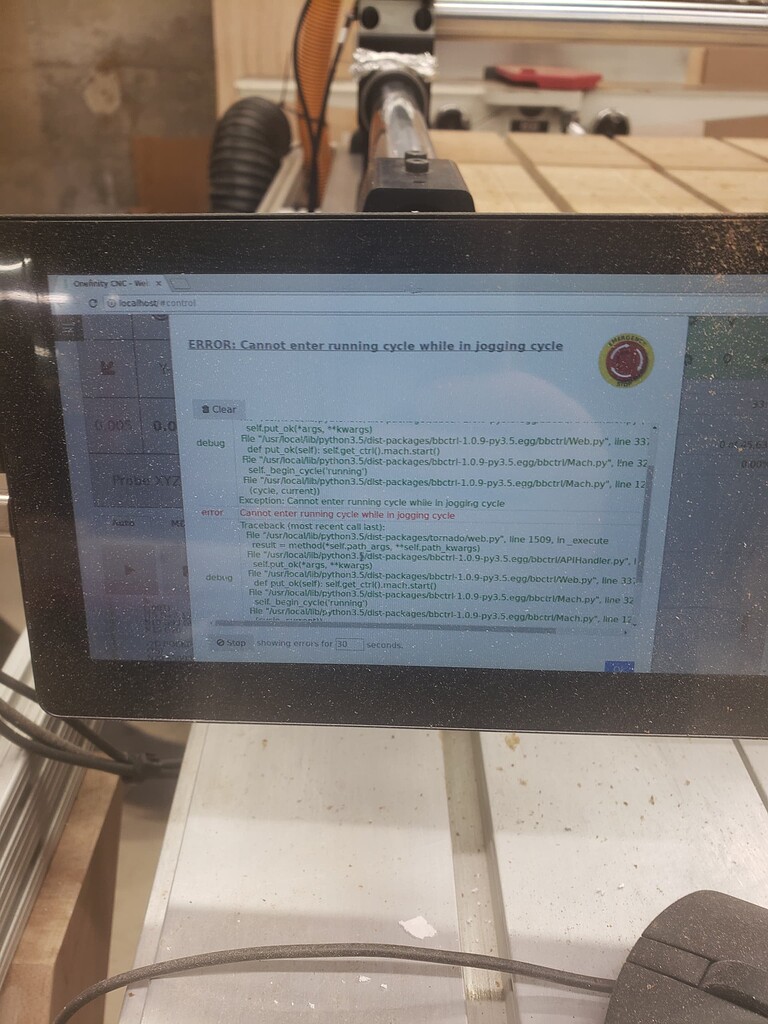 Error: Cannot enter running cycle while in jogging cycle - Troubleshooting (X35/X50) - Onefinity ...