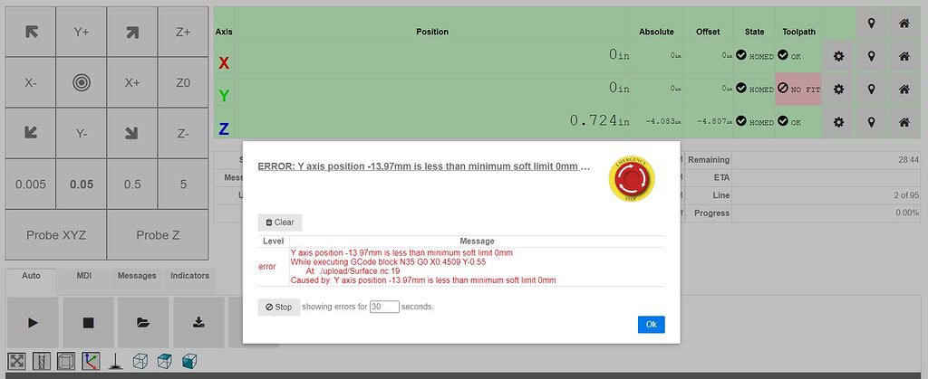 Y axis toolpath no fit for surfacing wasteboard - Troubleshooting (X35/X50) - Onefinity CNC Forum