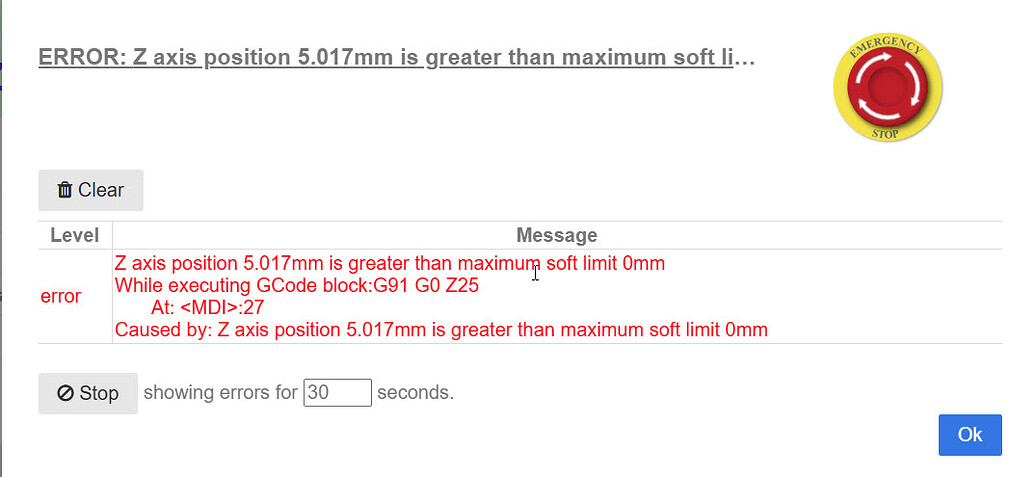 Z Axis greater than soft limit of 0 - Machines (Original/PRO) - Onefinity CNC Forum