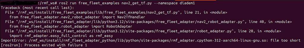 Error: rmf_adapter.cpython-312-aarch64-linux-gnu.so: file too short ...