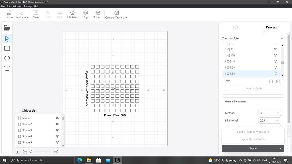 Laser test grid - Snapmaker Luban - Snapmaker: where creation happens