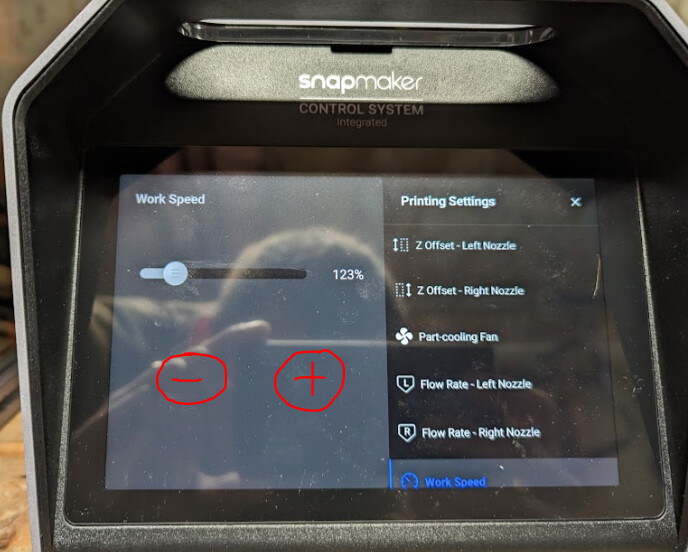 Feature Request: Add + and - button for speed adjustment - Snapmaker Artisan - Snapmaker: where ...