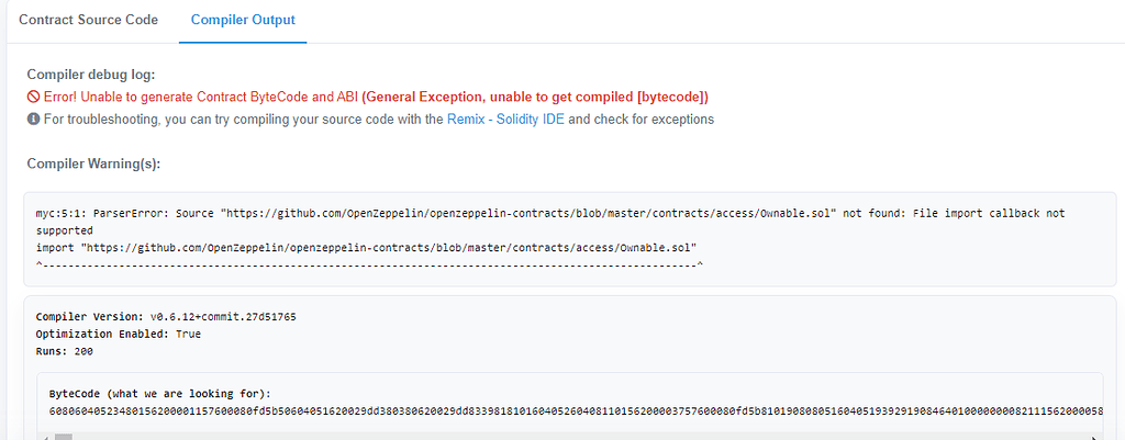 Error verifying ERC721 in Etherscan: File import callback not supported with GitHub imports ...