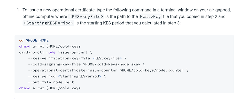 Cardano-cli 1.35.3 error on airgap while generating new node.cert - Operate a Stake Pool ...