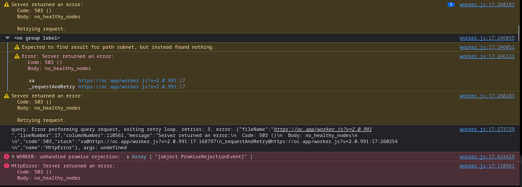 Http status 503 no_healthy_nodes - Developers - Internet Computer Developer Forum