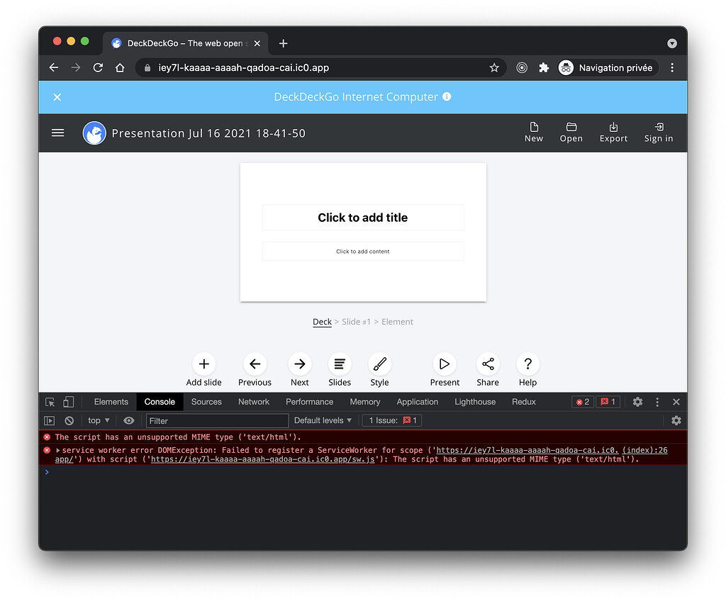 Service Worker The Script Has An Unsupported Mime Type Texthtml Developers Internet