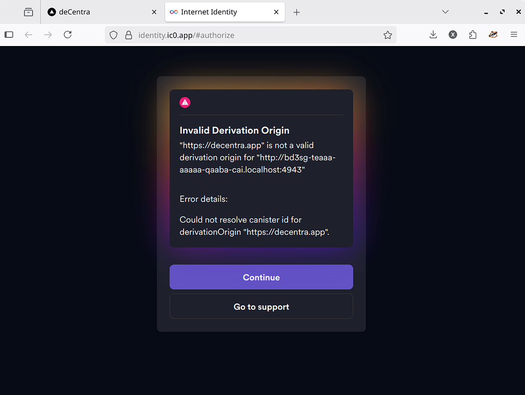Invalid Derivation Origin error on localhost - internet-identity - Internet Computer Developer Forum