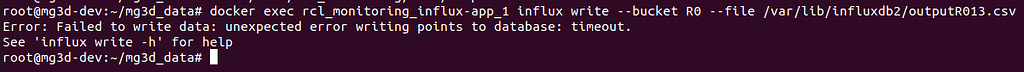 Failed to write data: unexpected error writing points to database: timeout - InfluxDB 1 ...