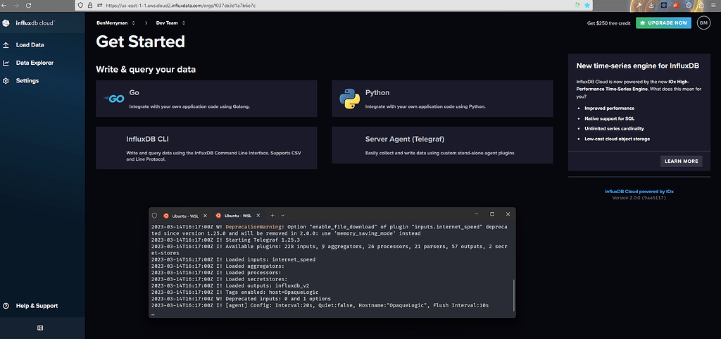 InfluxDB2 Cloud does not align with video demo's - 102 - Data ...