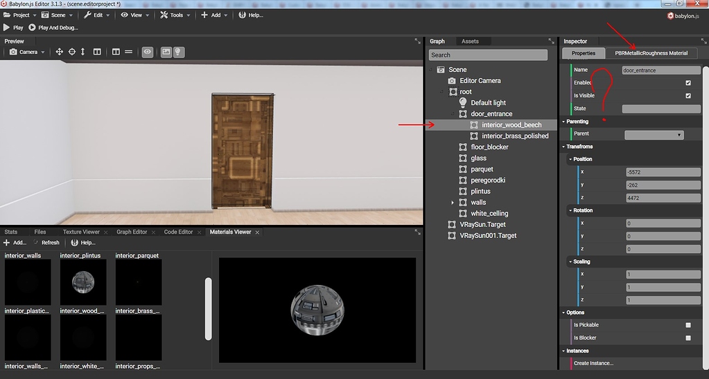 Сhange material for sub-mesh in the editor - Feature requests - Babylon.js