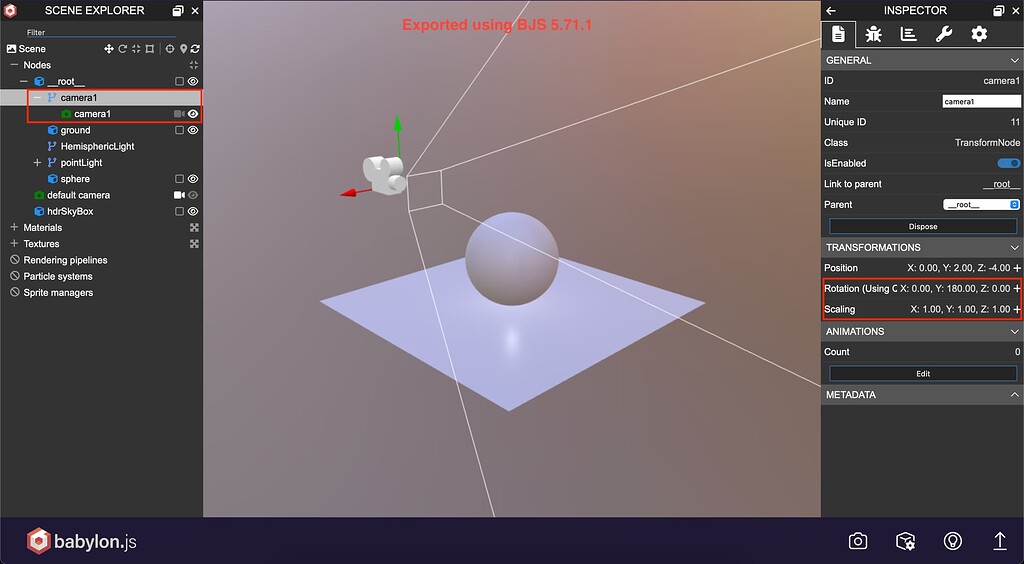 GltfExport - flipped camera - Bugs - Babylon.js