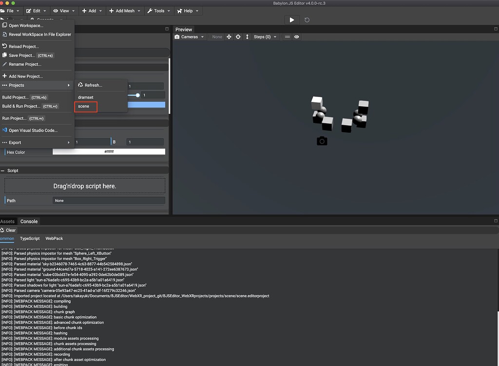 How to set project when it runs on Babylonjs Editor? - Questions - Babylon.js