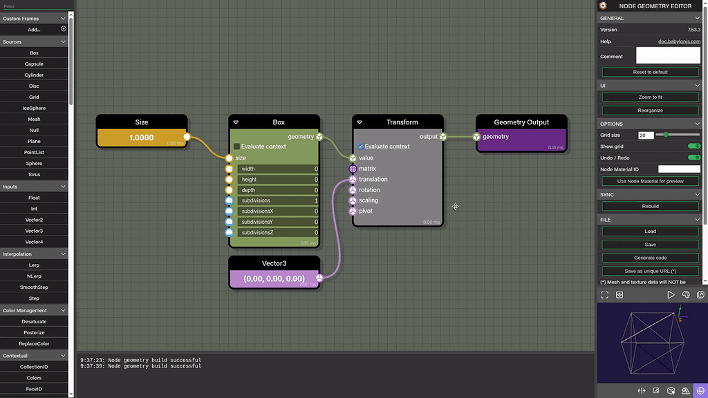 Freezed NGE when click & drag connected geometry input - Bugs - Babylon.js