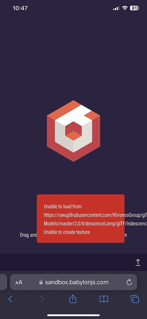 Model not render in safari IPhone - Bugs - Babylon.js