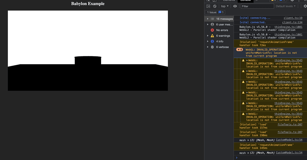 Unknown error with WebGL (BabylonJs + React + Vite) - Questions - Babylon.js