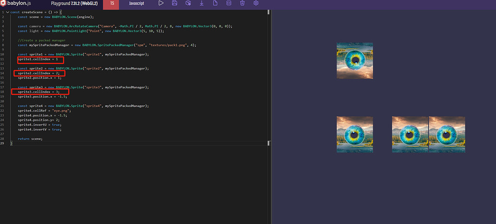 SpritePackedManager, Sprite, cellIndex - Questions - Babylon.js