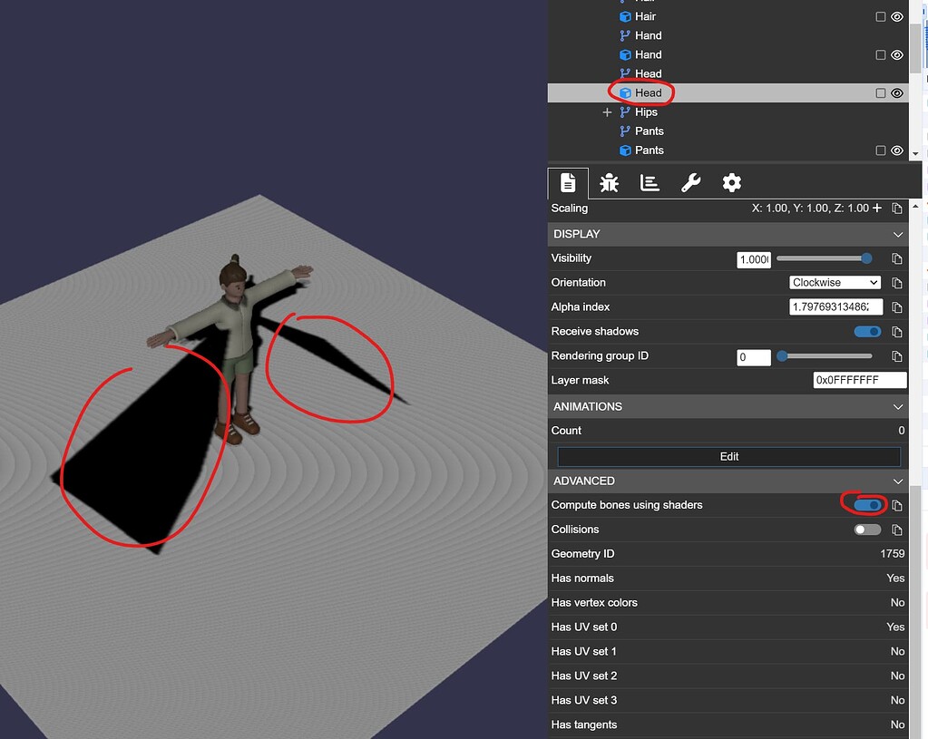Compute bones using shader causes weird shadow - Bugs - Babylon.js