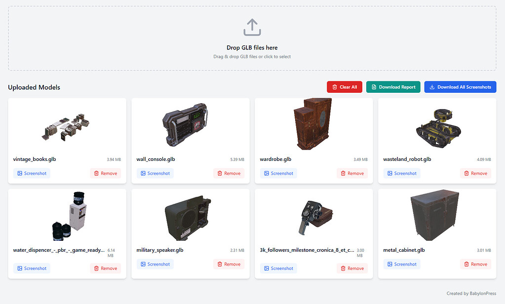 GLB ScreenShoter - Demos and projects - Babylon.js