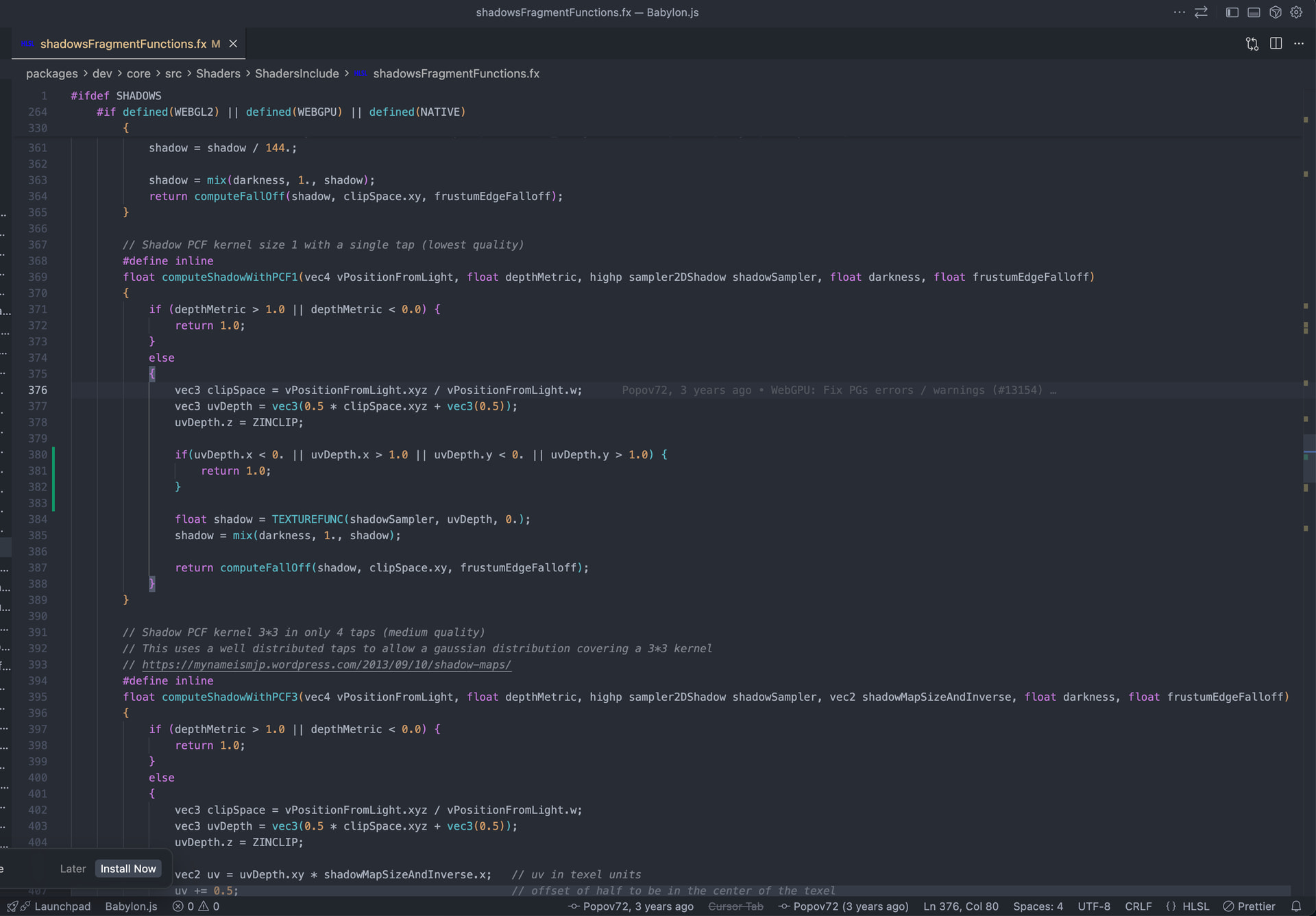 Setting light.shadowOrthoScale to 0 will cause banded abnormal shadows ...