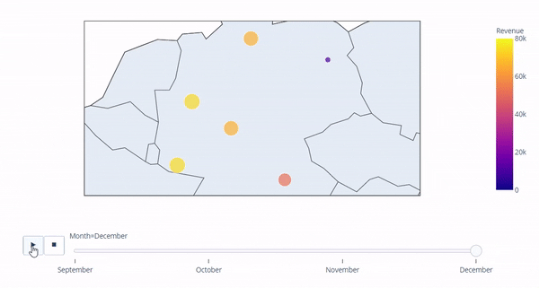 Animated scatter_geo with ranged color changes scale on every frame - 📊 Plotly Python - Plotly ...