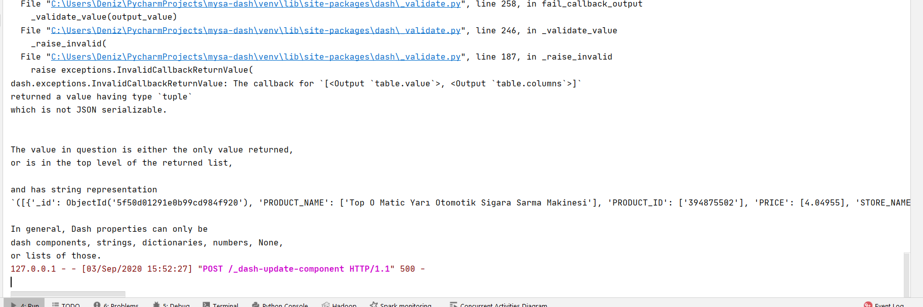 Update dash table when select dropdown item - Dash Python - Plotly ...