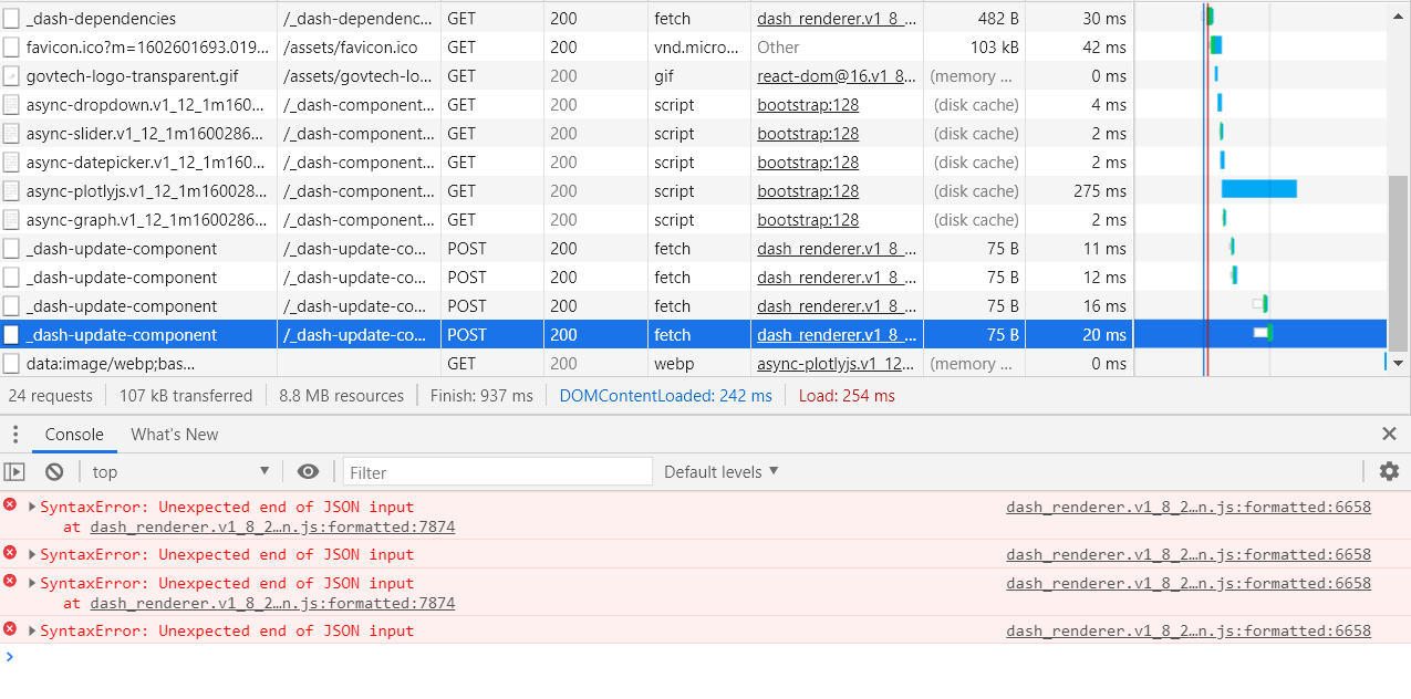SyntaxError: Unexpected end of JSON input; Problem with dash-renderer javascript when hosted ...