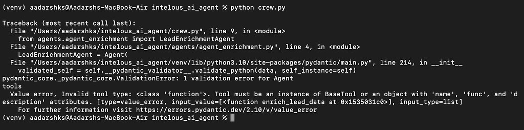 Bug Report Crewai Agent Tool Validation Errors Crewai Community Support Crewai
