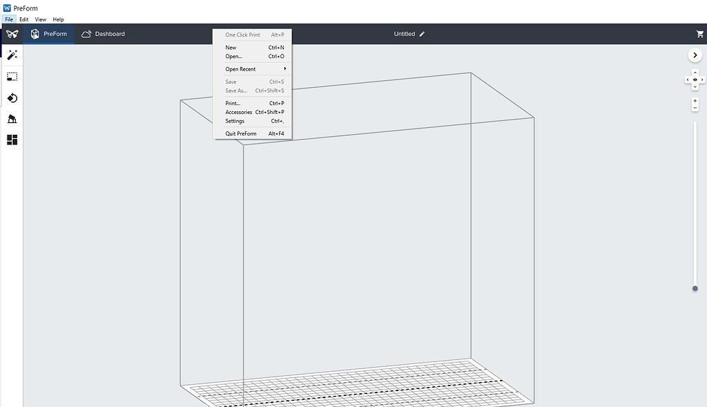 PreForm Menus show off to the right side of screen - General Discussion - Formlabs Community Forum