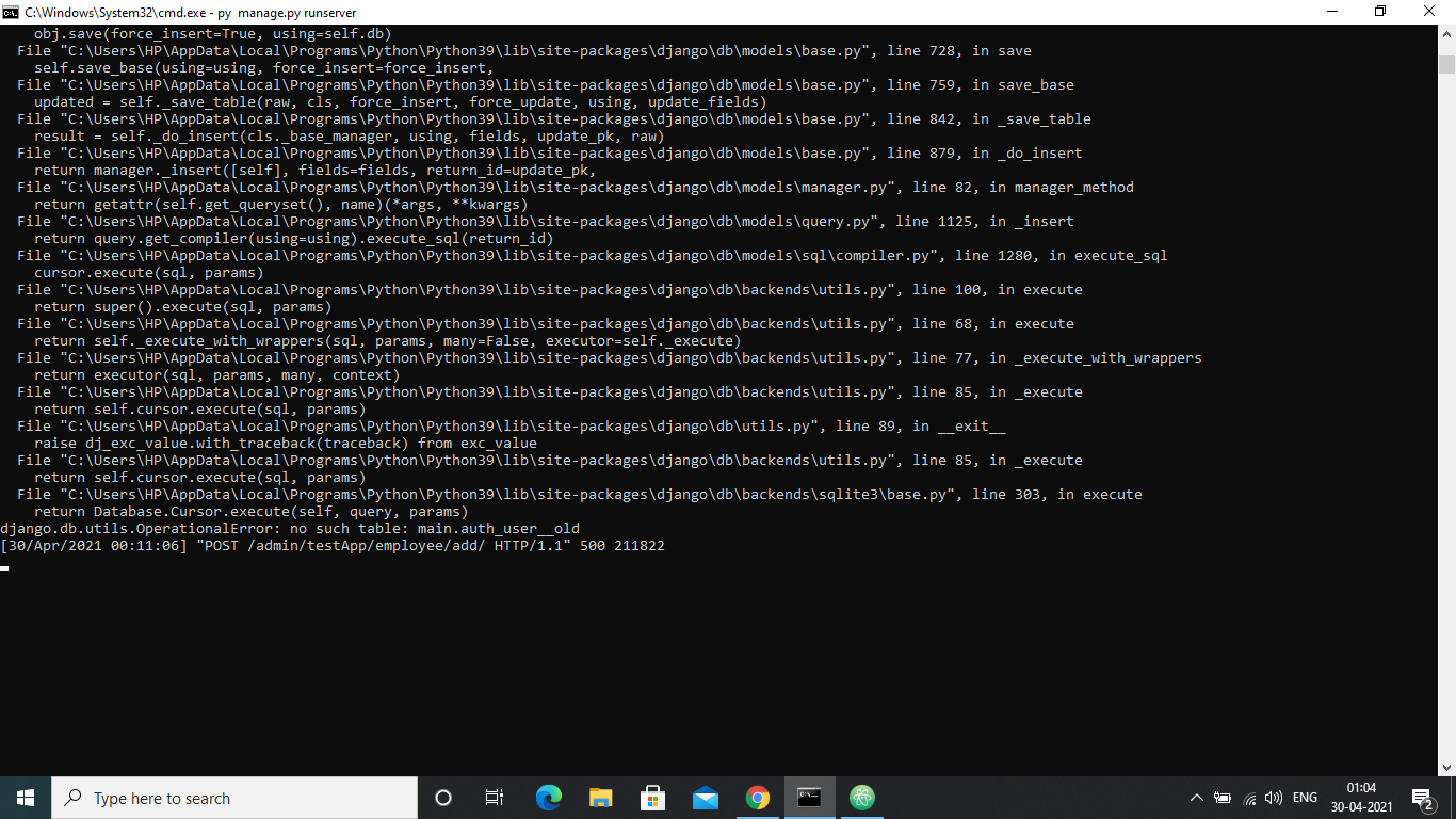 No Such Table Error While Adding Records Using Django Django Forum 3133