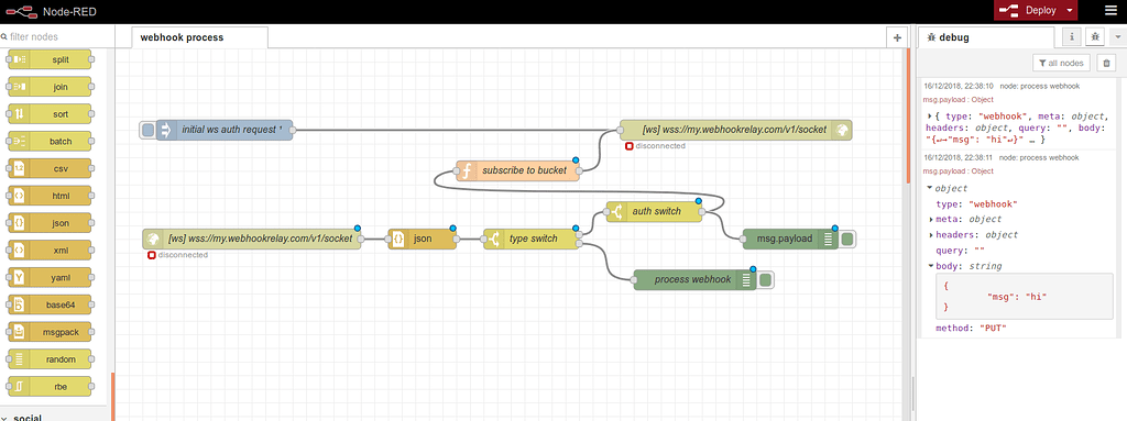 WebSocket nodes appear disconnected while being connected - General - Node-RED Forum